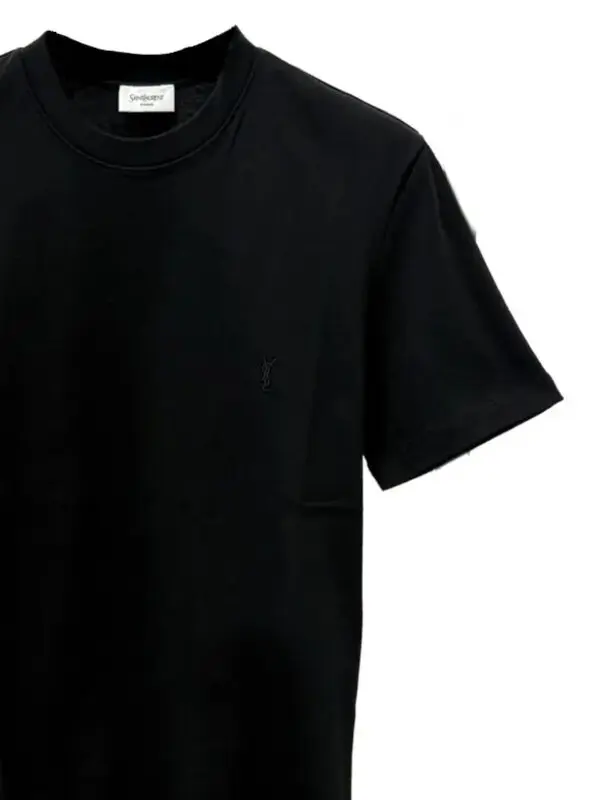 Saint Laurent Cassandre Ribbed T-shirt - Black