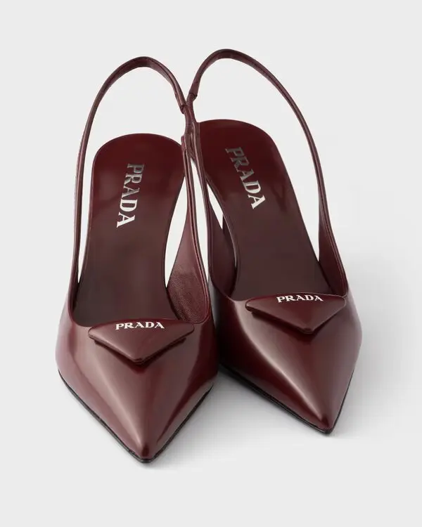 Prada Brushed Leather Slingback Pumps