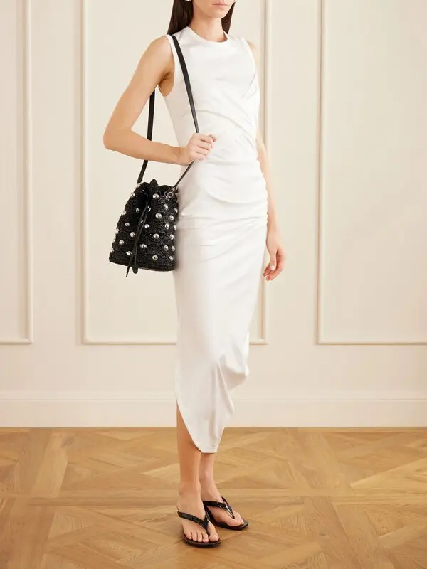 Rabanne Embellished Raffia Bucket Bag
