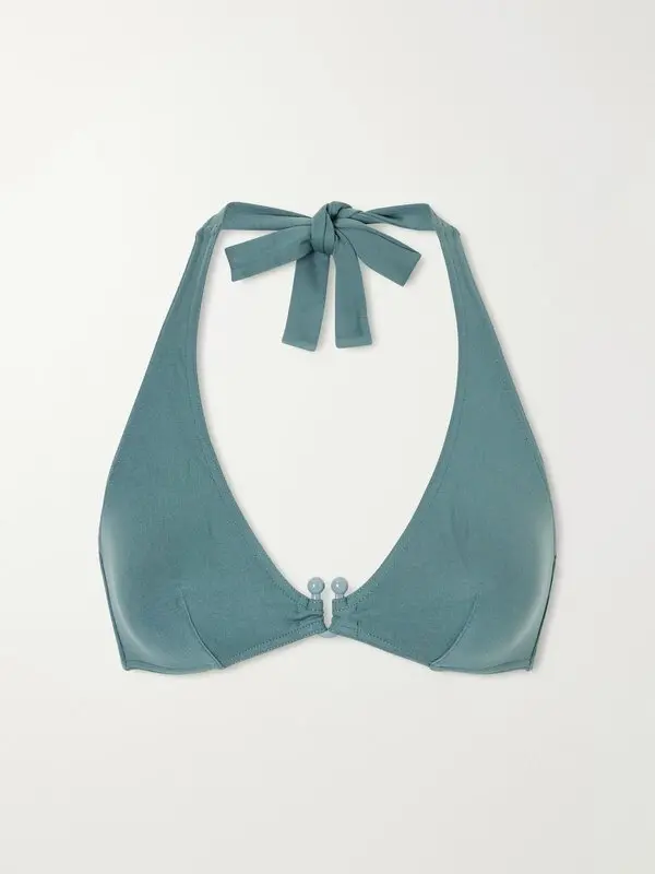 ERES Noctambule Embellished Halterneck Bikini Top - Green