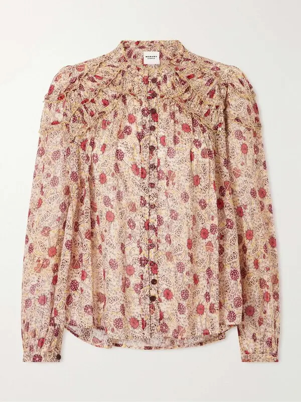 MARANT ETOILE Christa Ruffled Printed Cotton Blouse