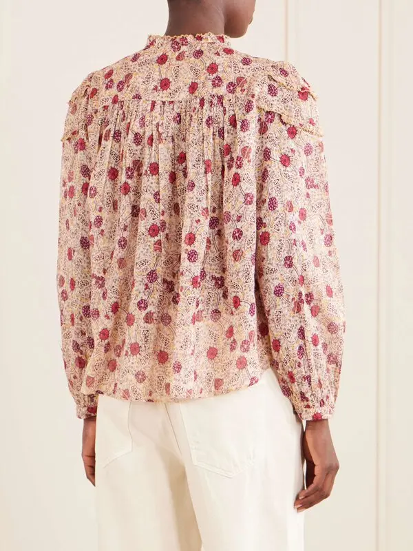 MARANT ETOILE Christa Ruffled Printed Cotton Blouse