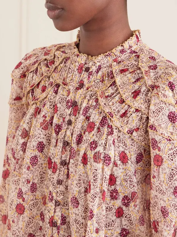 MARANT ETOILE Christa Ruffled Printed Cotton Blouse