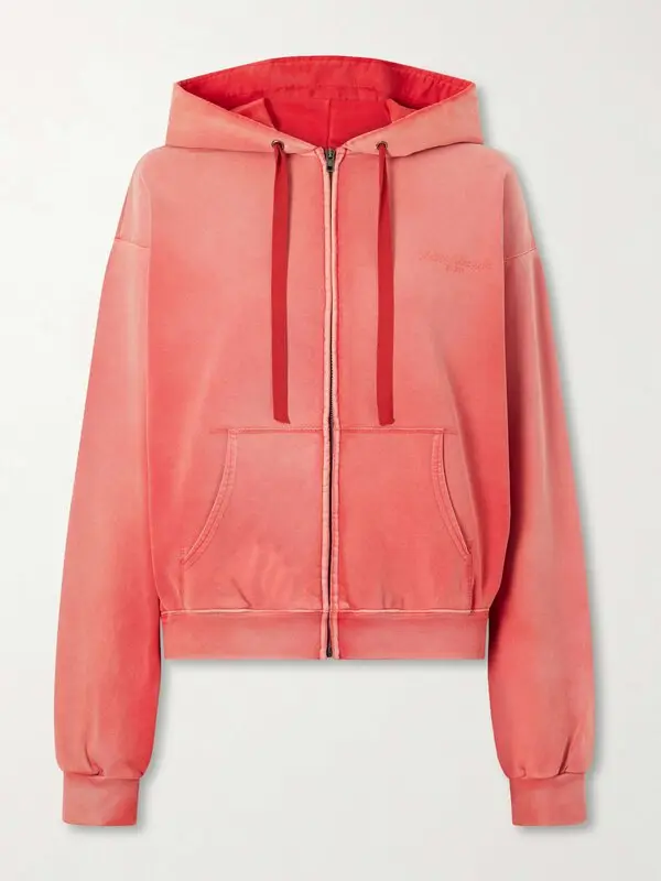 MAISON MARGIELA Cotton-jersey Zip-up Hoodie - Red