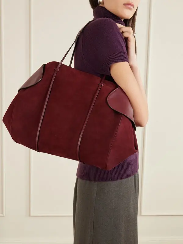NEOUS Berenices Suede And Leather Tote - Burgundy