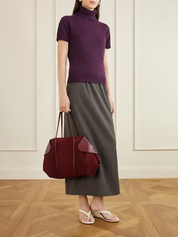 NEOUS Berenices Suede And Leather Tote - Burgundy