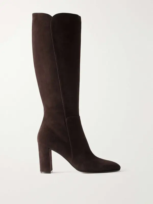 GIANVITO ROSSI 85 Suede Knee-high Boots - Chocolate