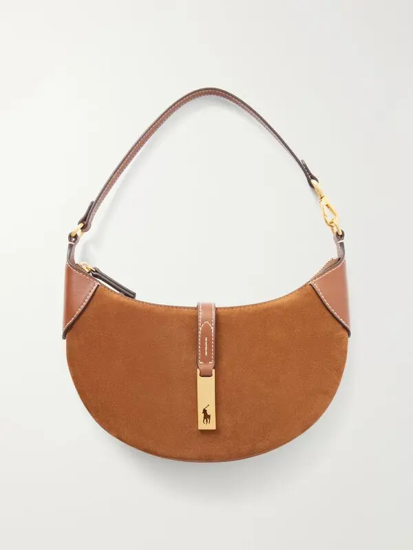 Polo Ralph Lauren Leather-trimmed Suede Shoulder Bag - Brown