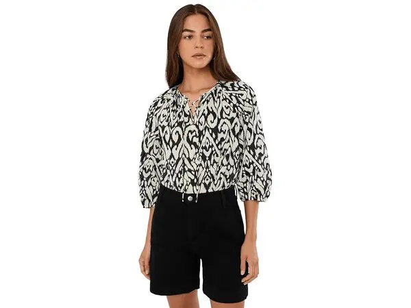 Vince Camuto Lace-up Raglan Top With Neck Ties Clothing Rich - Black