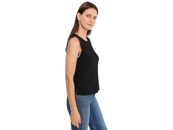 Vince Camuto Sleeveless Crewneck Tank With Scalloped Trim