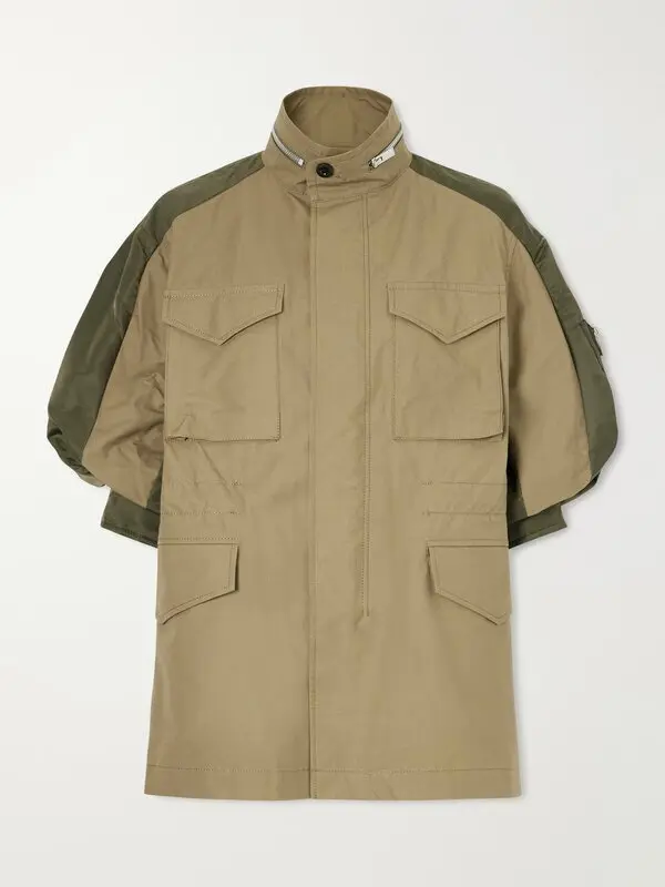 Sacai Cotton And Shell Jacket - Green