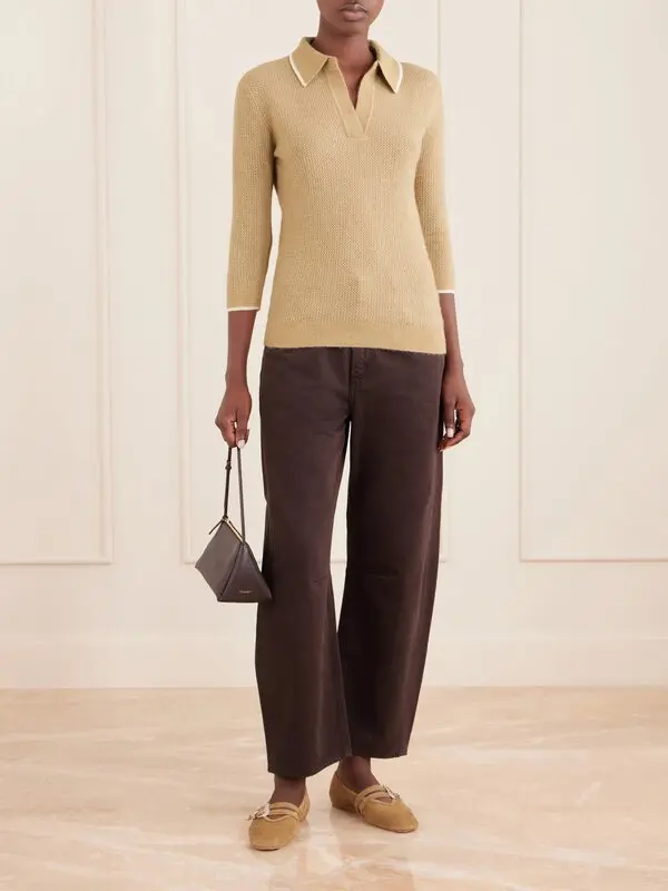 MARANT ETOILE Nathalie Ribbed-detail Wool-blend Knitted Polo