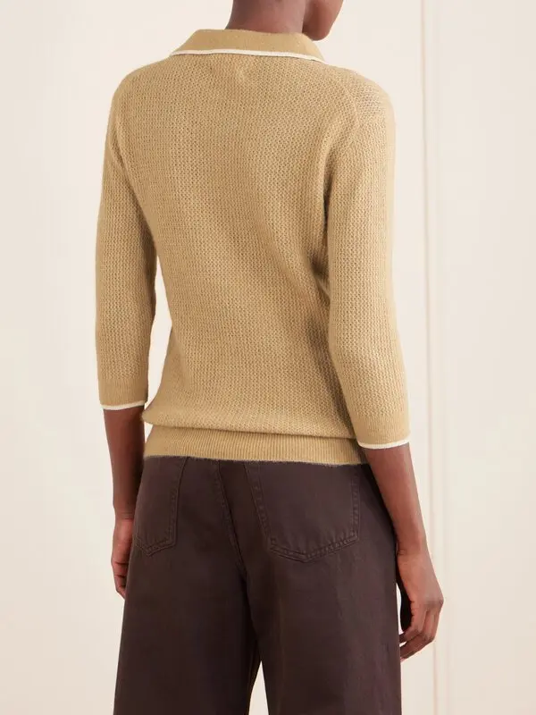 MARANT ETOILE Nathalie Ribbed-detail Wool-blend Knitted Polo