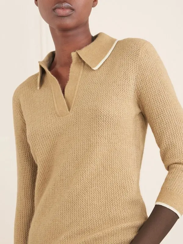 MARANT ETOILE Nathalie Ribbed-detail Wool-blend Knitted Polo
