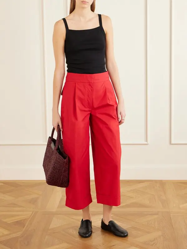 Proenza Schouler White Label Talla Cotton-blend Wide-leg Pants - Red