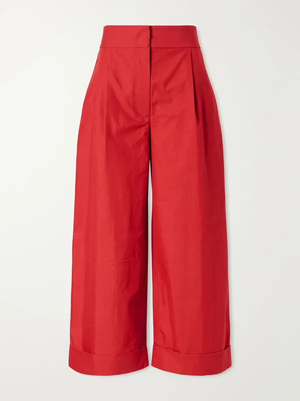 Proenza Schouler White Label Talla Cotton-blend Wide-leg Pants - Red