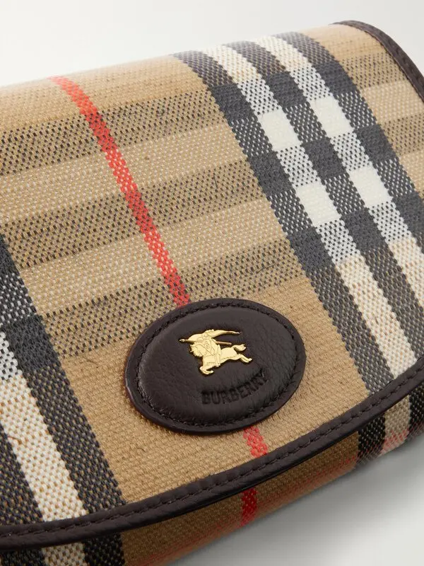 Burberry Leather-trimmed Checked Coated-canvas Clutch