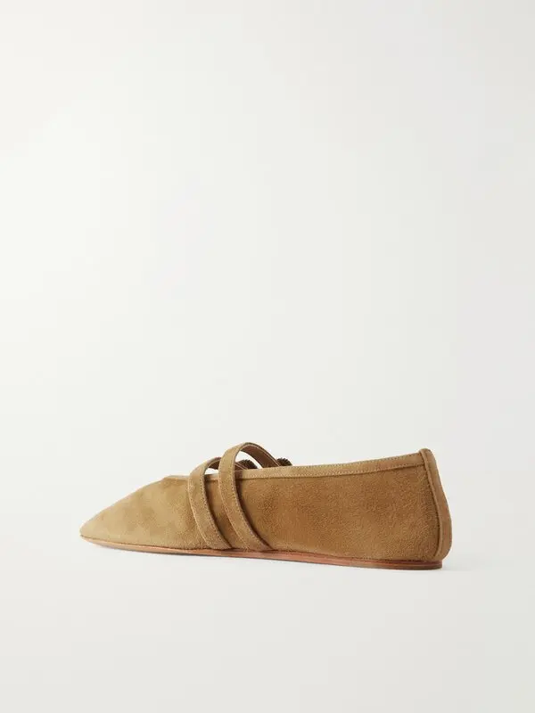 Le Monde Beryl Claudia Buckle-detail Suede Ballet Flats - Brown