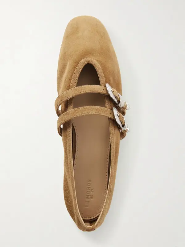 Le Monde Beryl Claudia Buckle-detail Suede Ballet Flats - Brown