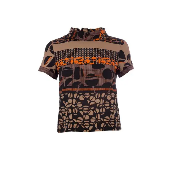 CONQUISTA Short Sleeve Print Top