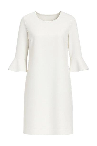 CONQUISTA Crepe A-line Dress With Frill Cuffs - Beige