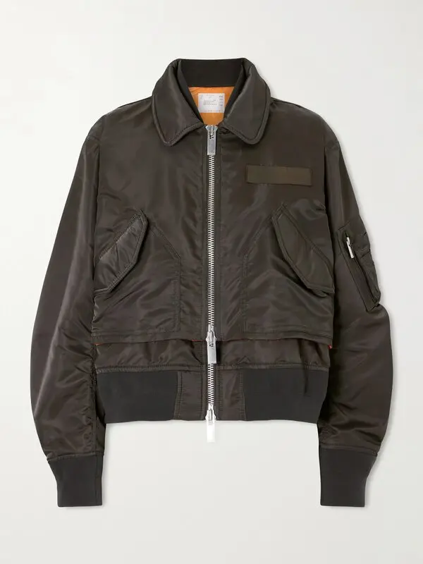 Sacai Cropped Padded Shell Bomber Jacket - Green