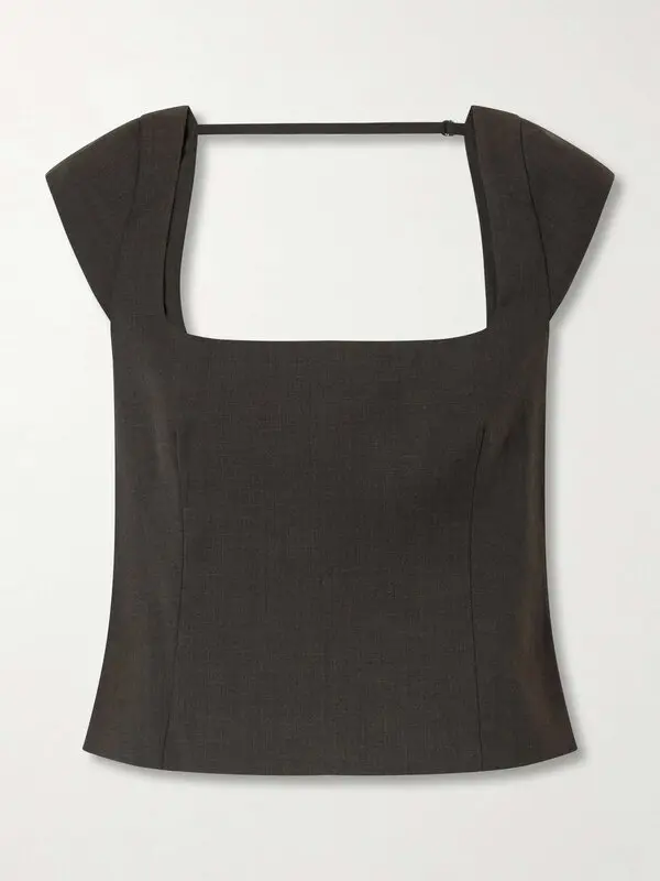 ST. AGNI Open-back Wool-blend Blouse
