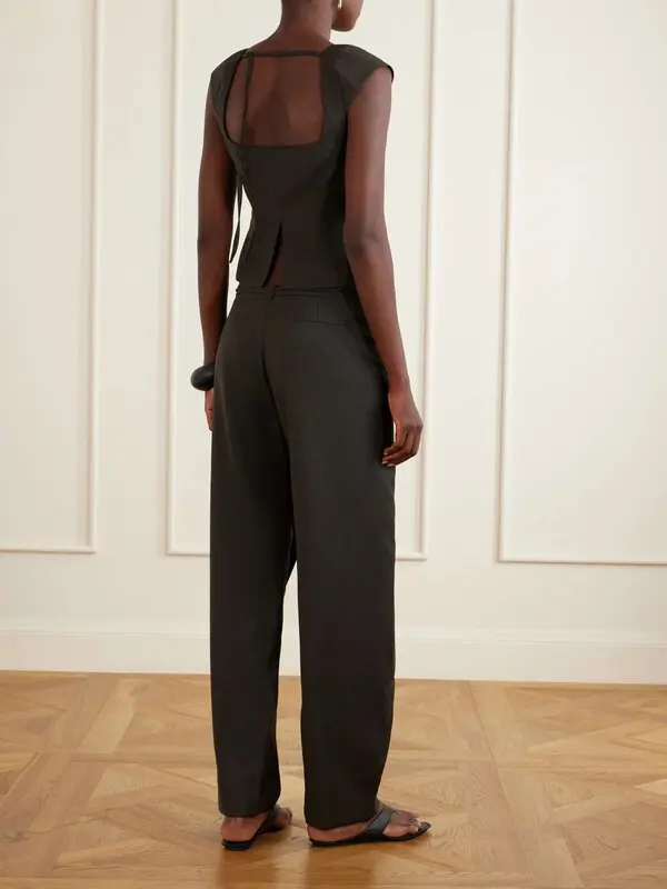 ST. AGNI Open-back Wool-blend Blouse