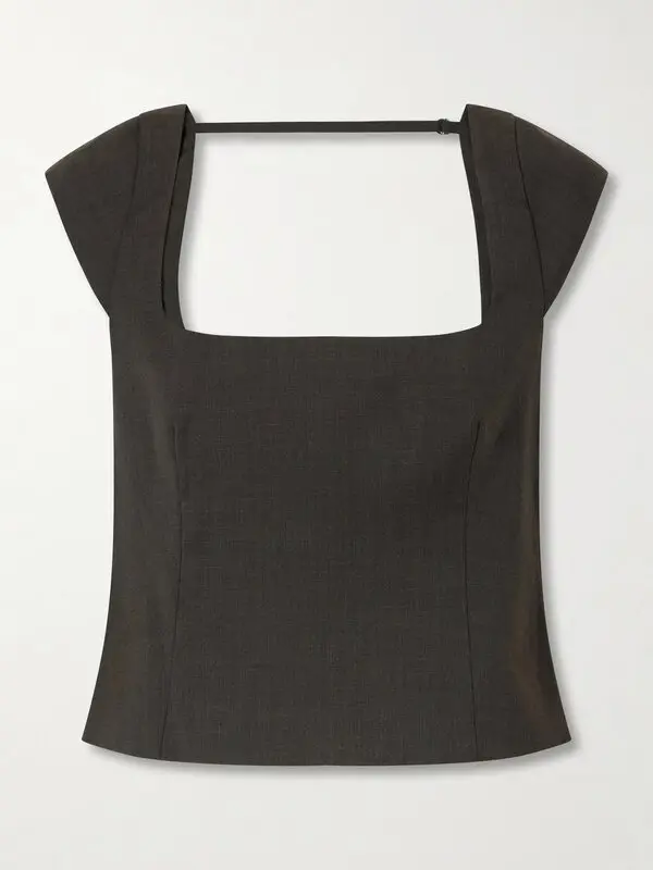 ST. AGNI Open-back Wool-blend Blouse With Square Neckline