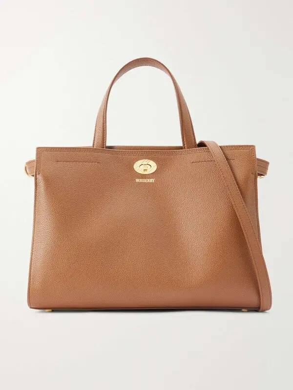 Burberry Cotswolds Small Checked Canvas-trimmed Leather Tote - Tan