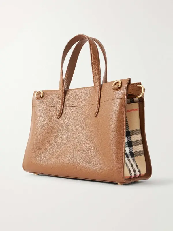 Burberry Cotswolds Small Checked Canvas-trimmed Leather Tote