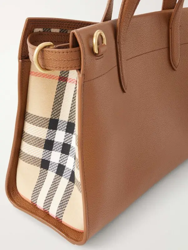 Burberry Cotswolds Small Checked Canvas-trimmed Leather Tote