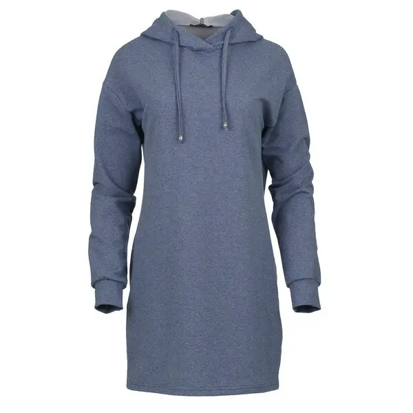 CONQUISTA Indigo Melange Hooded Mini Dress - Blue