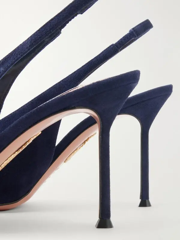 AQUAZZURA Voltaire 85 Suede Slingback Pumps - Blue