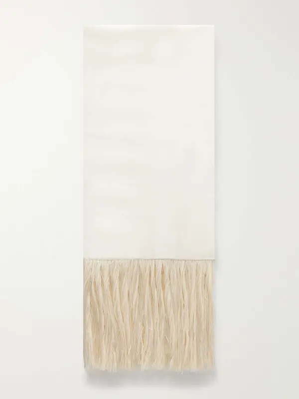 Le Sundial The Opera Fringed Silk Scarf - Cream