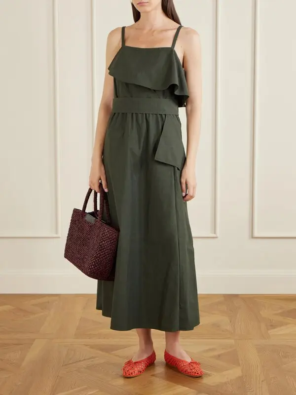 Proenza Schouler White Label Reign" Belted Midi Dress - Green