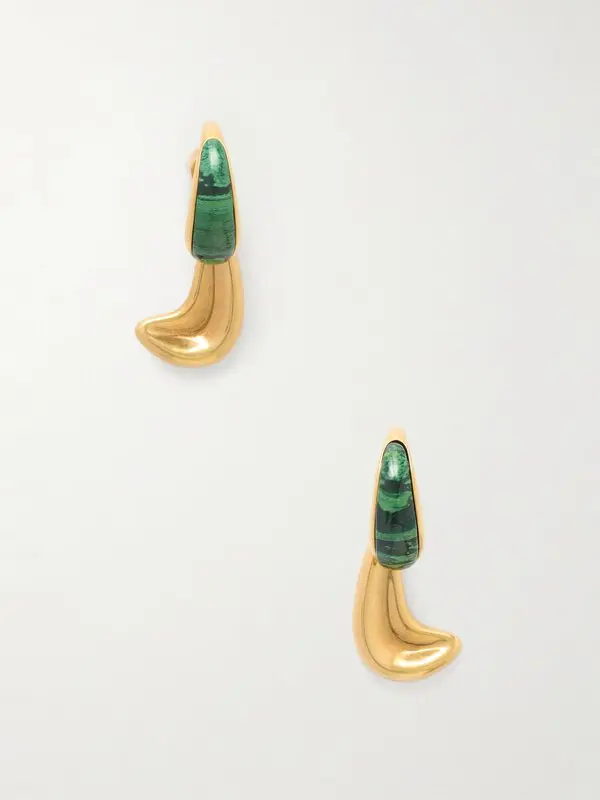 Khaite Cyclone Drop Earrings In Gold-plated Brass And Jade - Green