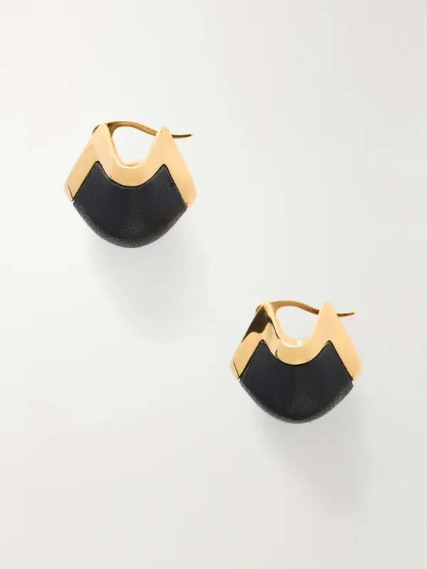 Khaite Lotus -plated And Leather Drop Earrings - Gold