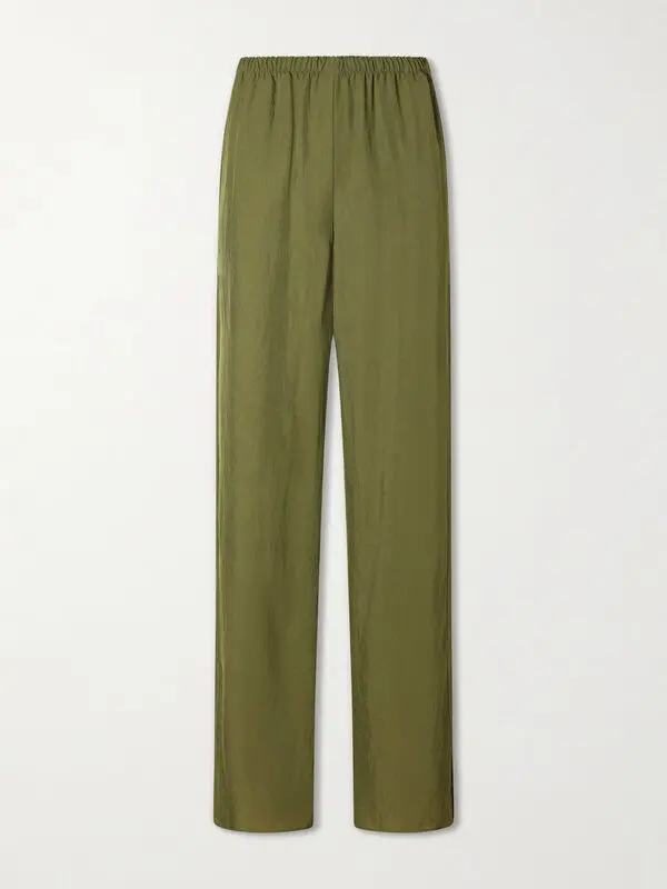 Theory Crepon Wide-leg Pants - Green
