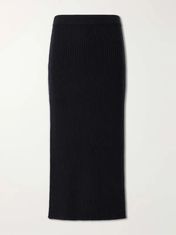 ALLUDE Wool And Cashmere-blend Midi Skirt - Black