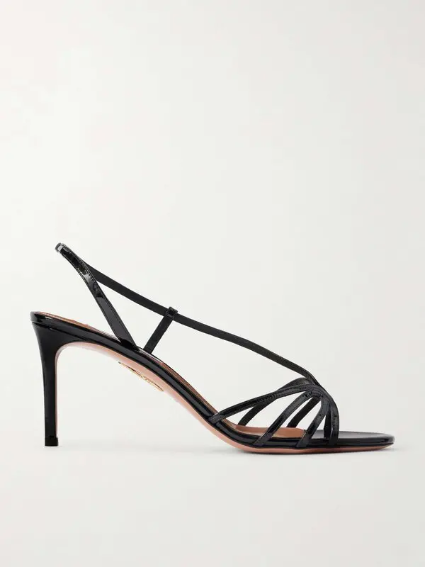 AQUAZZURA Talk To Me 75 Patent-leather Slingback Sandals - Black