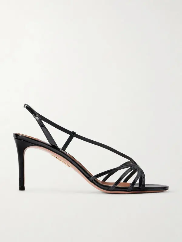 AQUAZZURA Patent Leather Slingback Sandals - Black