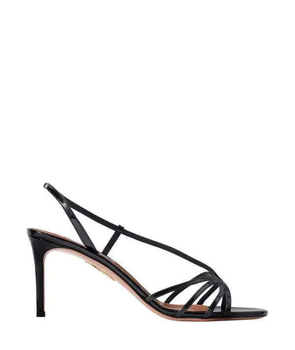 AQUAZZURA Talk To Me 75 Patent Leather Slingback Sandals - Black
