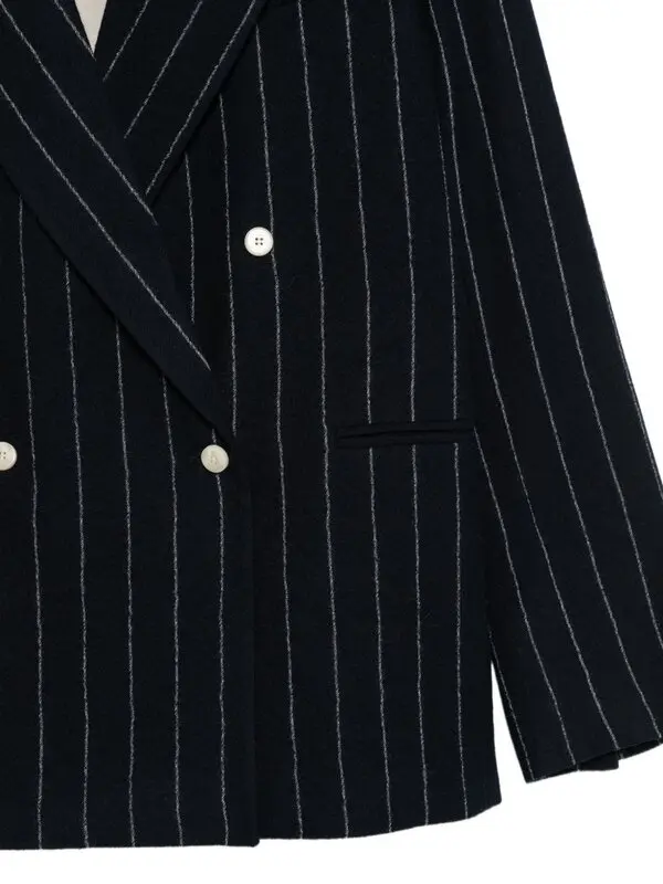 ALYSI Wool Striped Double-breasted Jacket