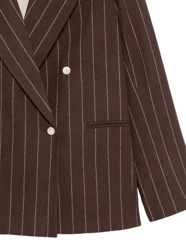 ALYSI Wool Striped Double-breasted Jacket
