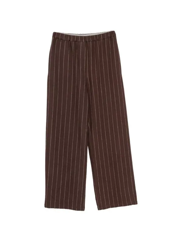 ALYSI Wool Striped Wide-leg Trousers - Brown