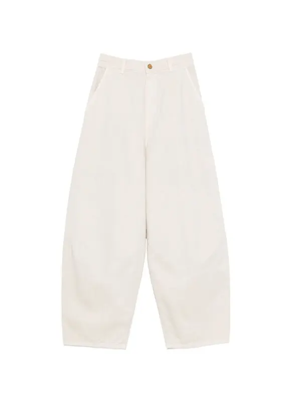 ALYSI Cotton Barrel Trousers - White