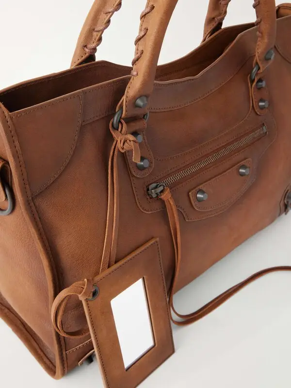 Balenciaga Le City Crinkled-leather Shoulder Bag