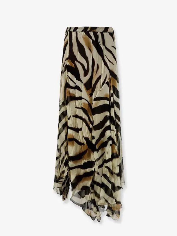MES DEMOISELLES Susu Viscose Zebra Print Maxi Skirt - Beige