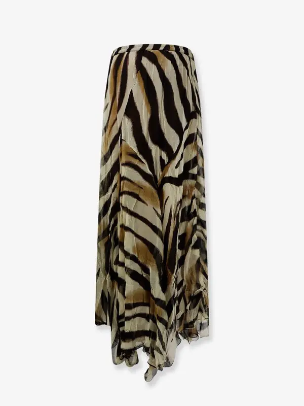 MES DEMOISELLES Susu Viscose Zebra Print Maxi Skirt - Beige